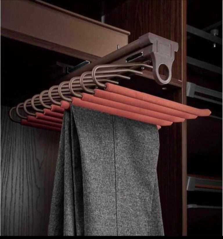 Soft Close Pull-Out Trouser/Saree Rack for Wardrobe Top-Mounted Hanging ...