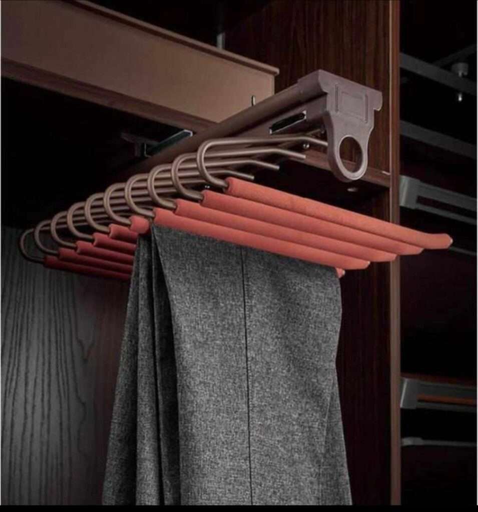 Soft Close Pull-Out Trouser/Saree Rack for Wardrobe Top-Mounted Hanging ...